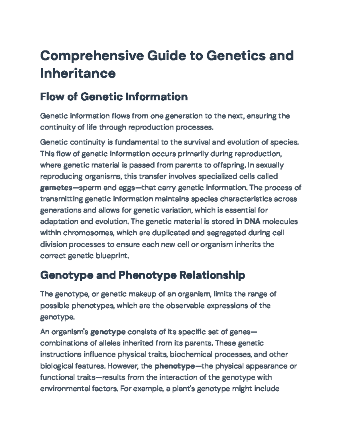 Comprehensive Genetics & Inheritance Study Guide (BIO101) - Studocu
