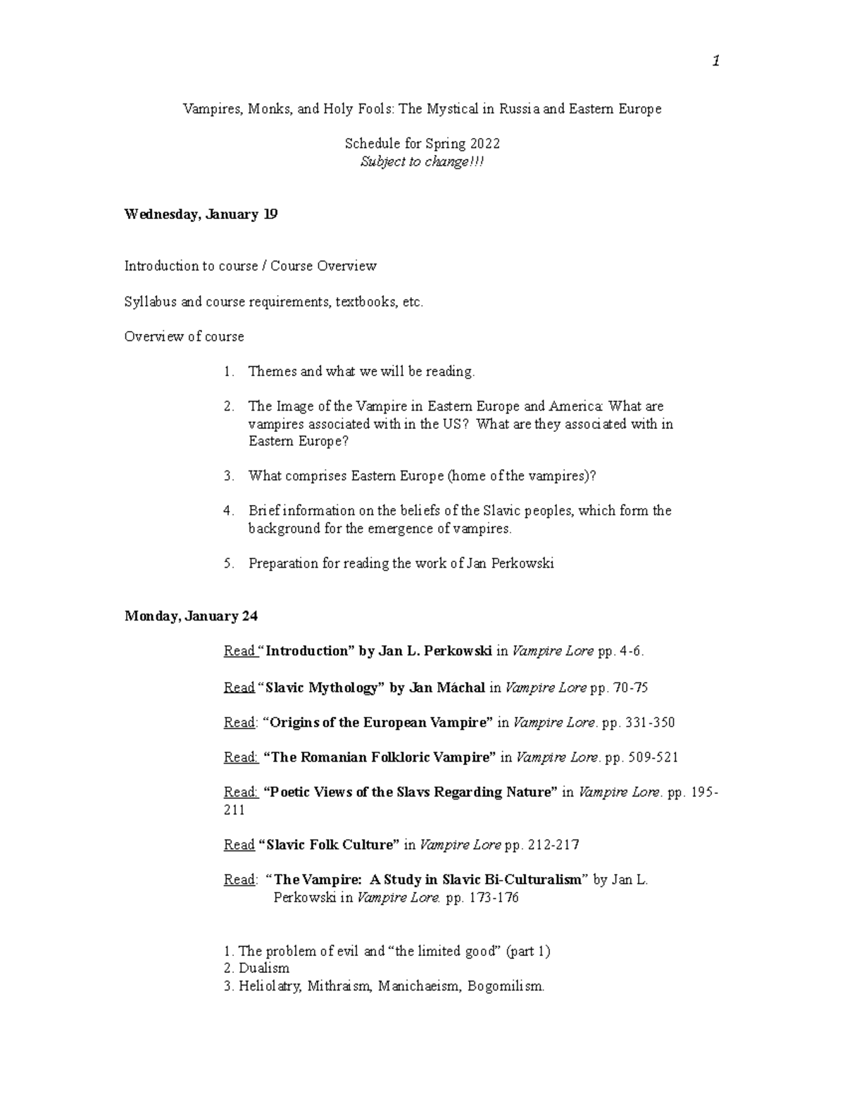 Schedule Vampires and Monks Spring 2022 - Vampires, Monks, and Holy ...