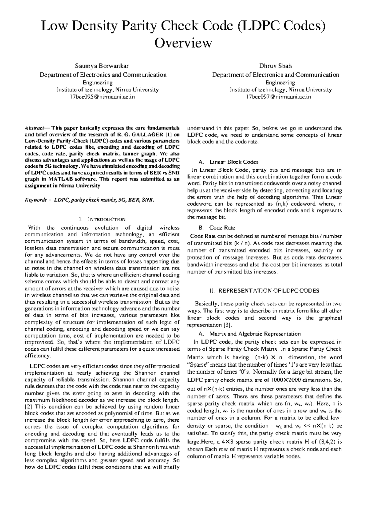 LDPC Codes Overview: Fundamentals and Applications in 5G Technology ...