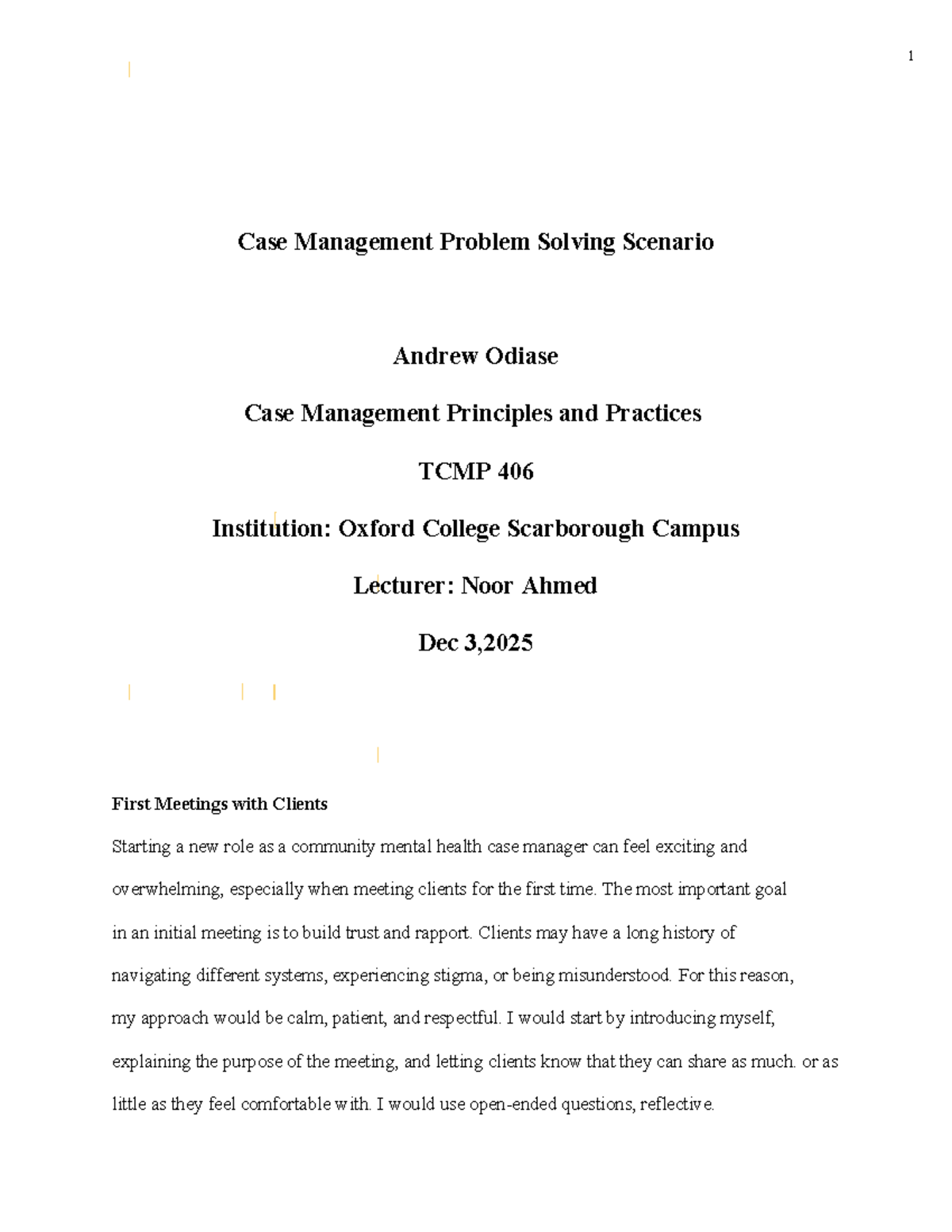 Case Management Scenarios: TCMP 406 Insights and Ethical Considerations ...