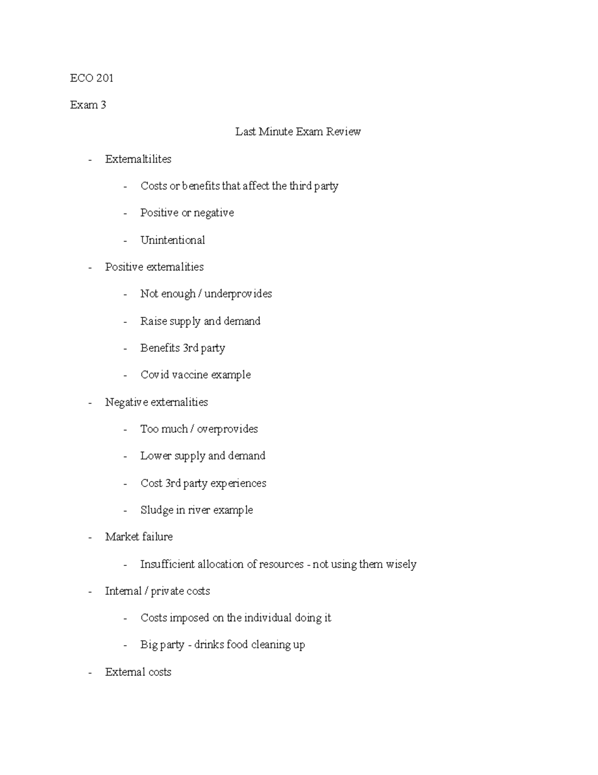 ECO 201 - Exam 3 review - ECO 201 Exam 3 Last Minute Exam Review ...