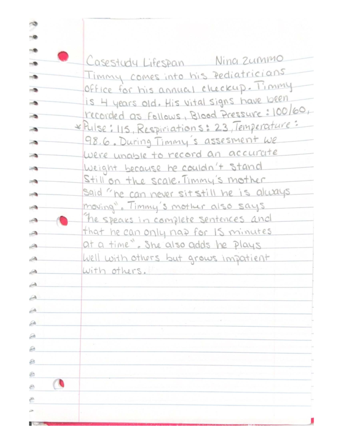 Case Study: Pediatric Checkup of 4-Year-Old Timmy - Studocu