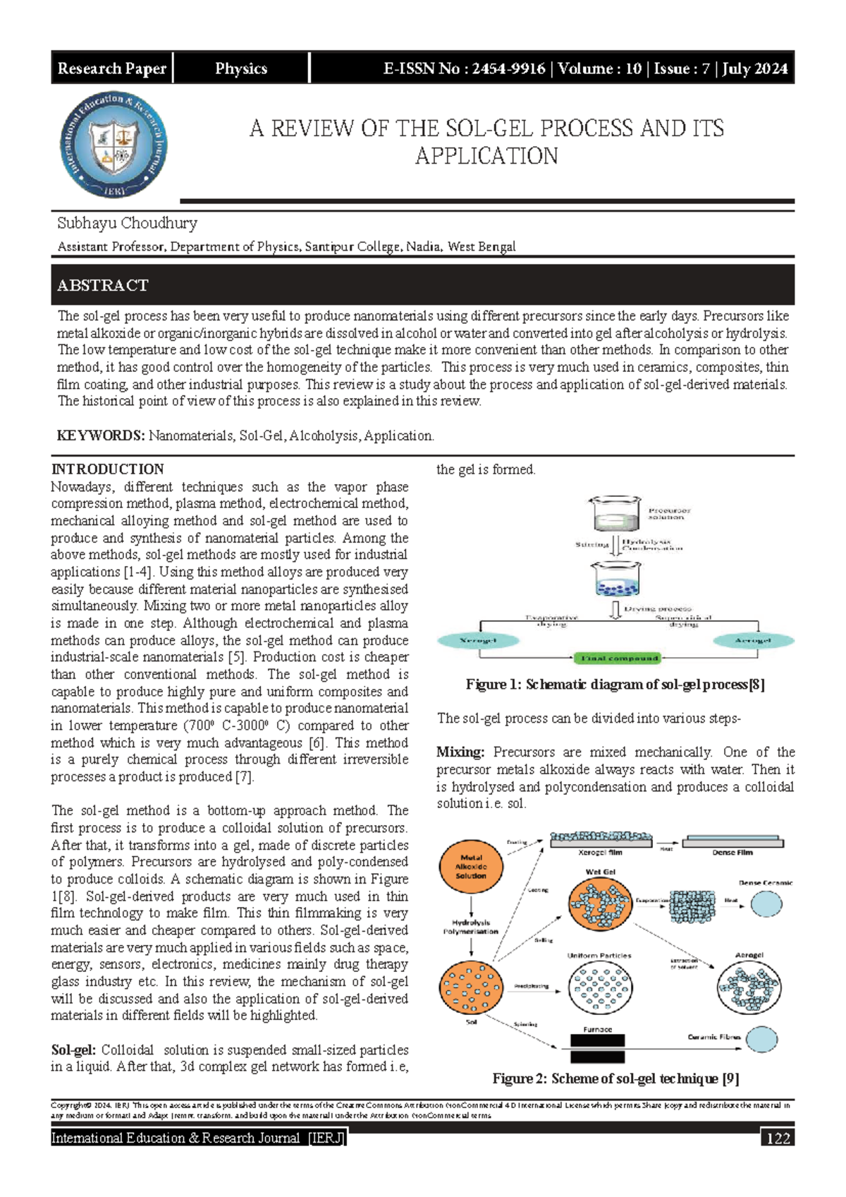 Research Paper PHYS 101: A Review of the Sol-Gel Process and Its ...