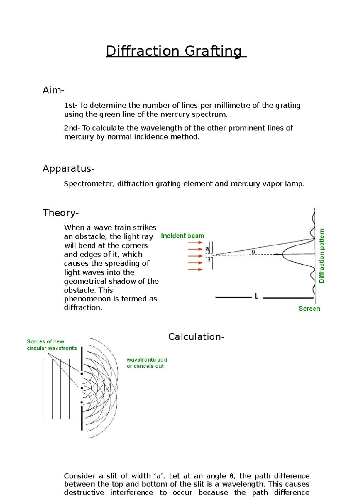 Engineering Physics Practical: Diffraction Grating Analysis - Studocu