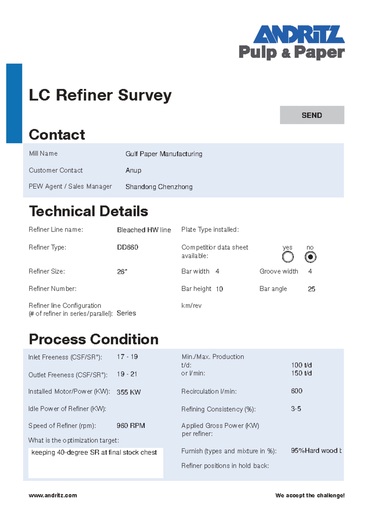 LC Refiner DD660 Survey Checklist - Gulf Paper Mfg. 2025.08 - Studocu