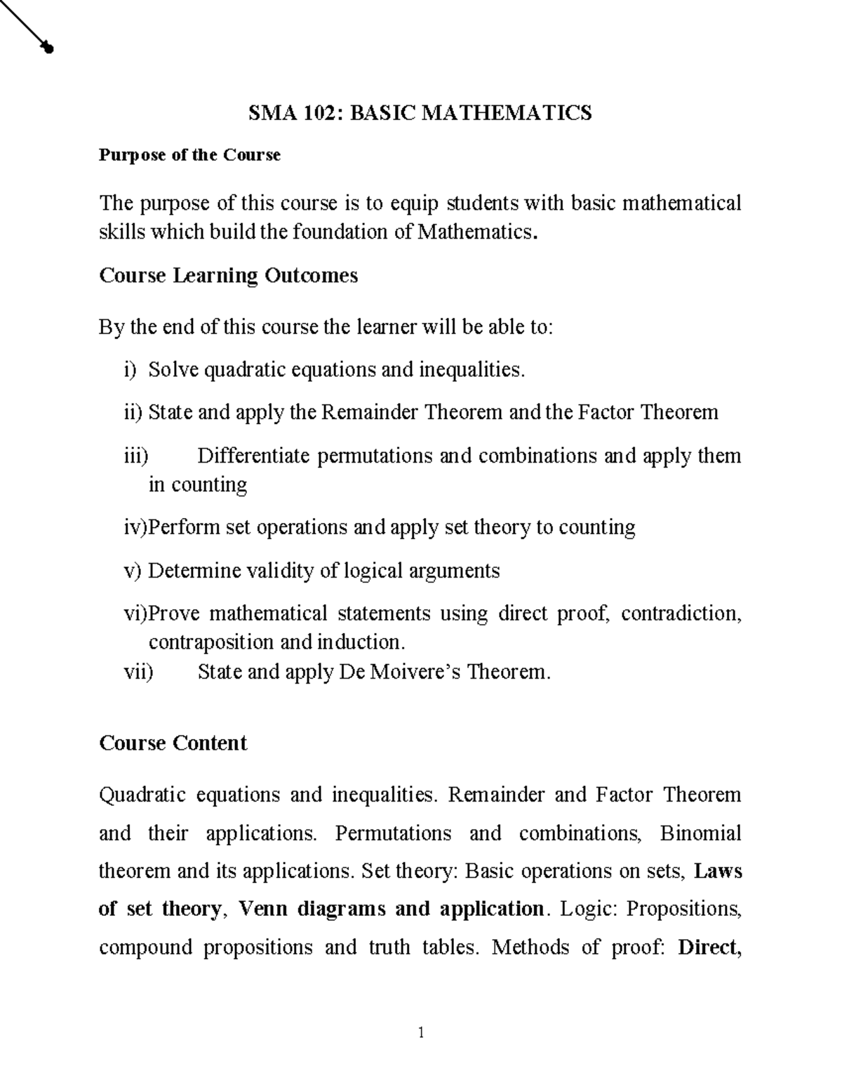 SMA 102 Final Exam Notes - Basic Mathematics Overview - Studocu