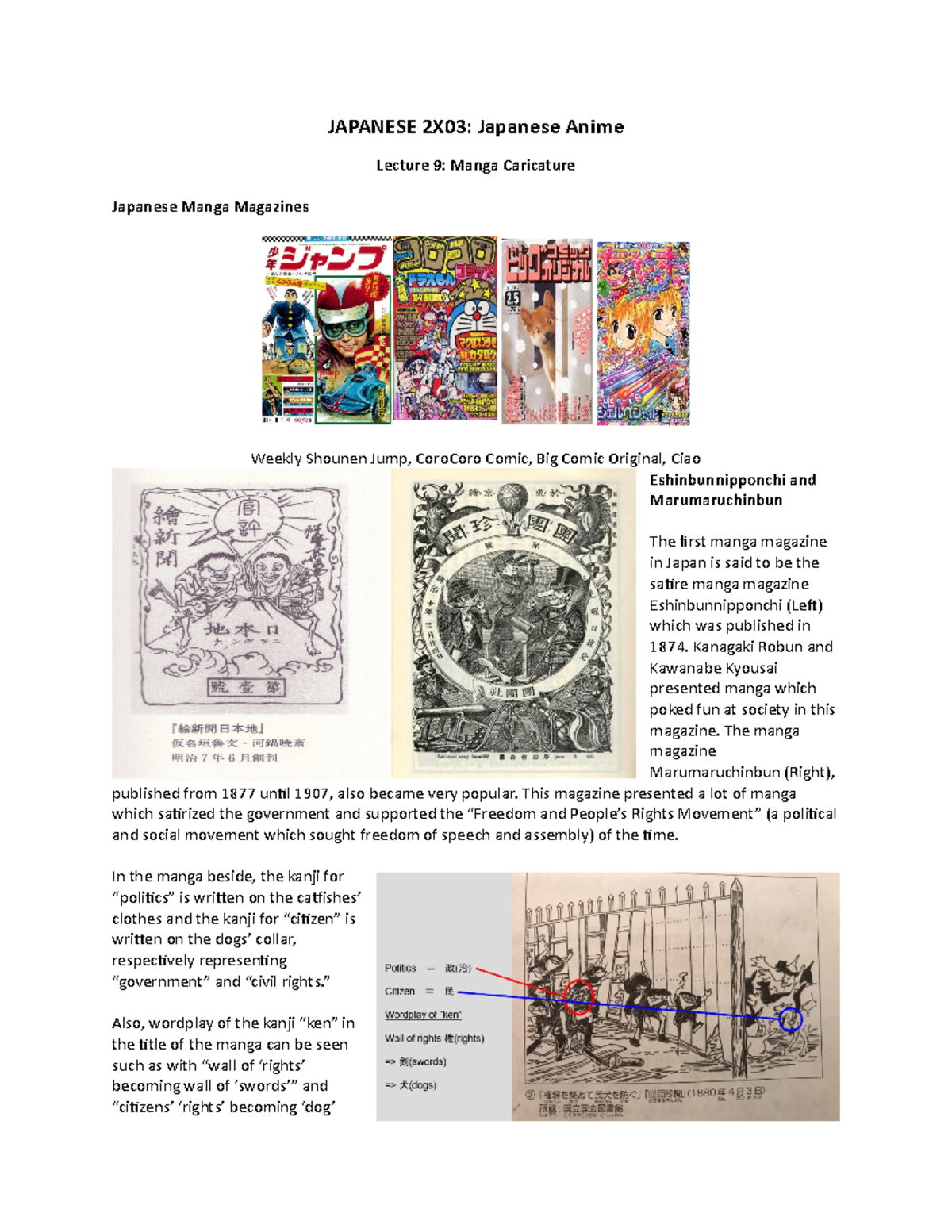 J Apanese 2X03 Lecture 9 - JAPANESE 2X03: Japanese Anime Lecture 9 ...