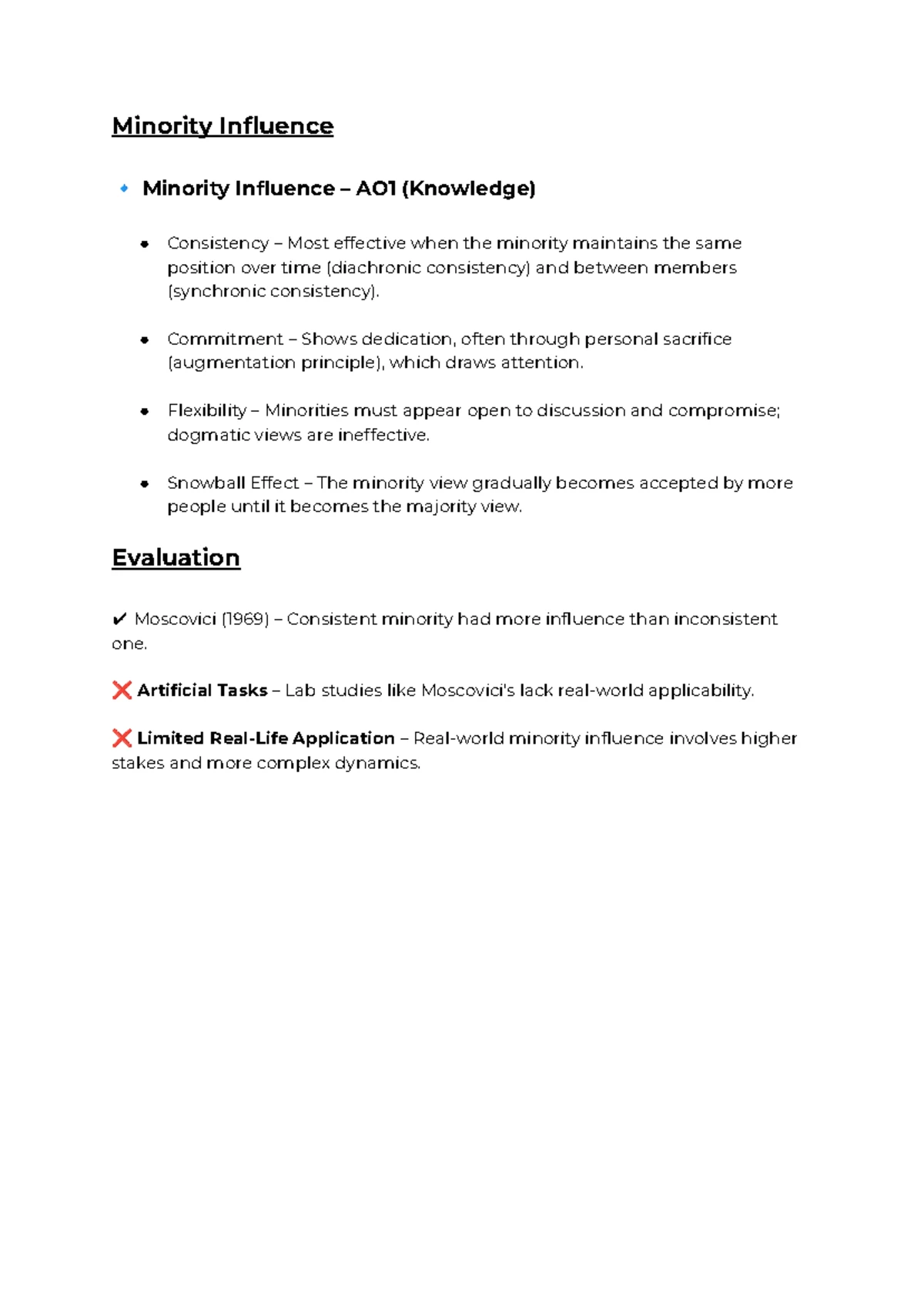 Psy 201: Moscovici's Theory of Minority Influence Explained - Studocu