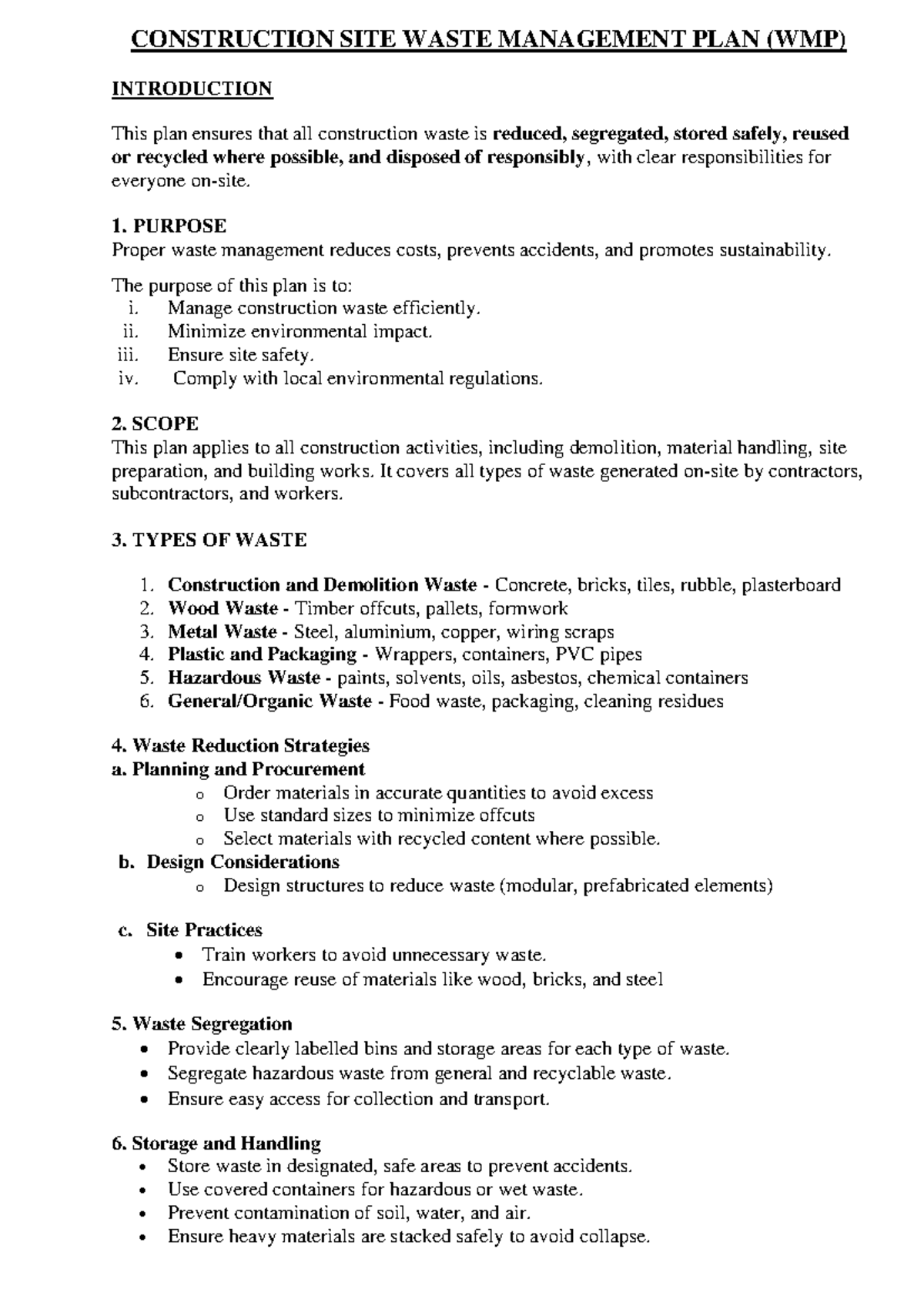 Construction Site Waste Management Plan: Strategies & Responsibilities ...
