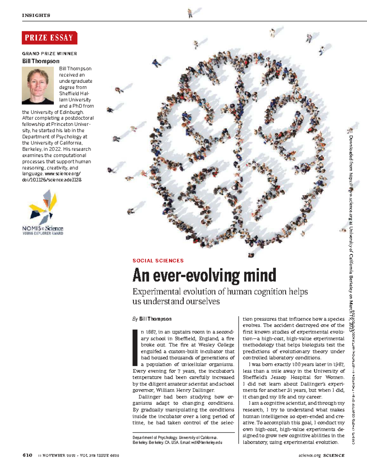 Insights on Experimental Evolution of Human Cognition - Bill Thompson ...
