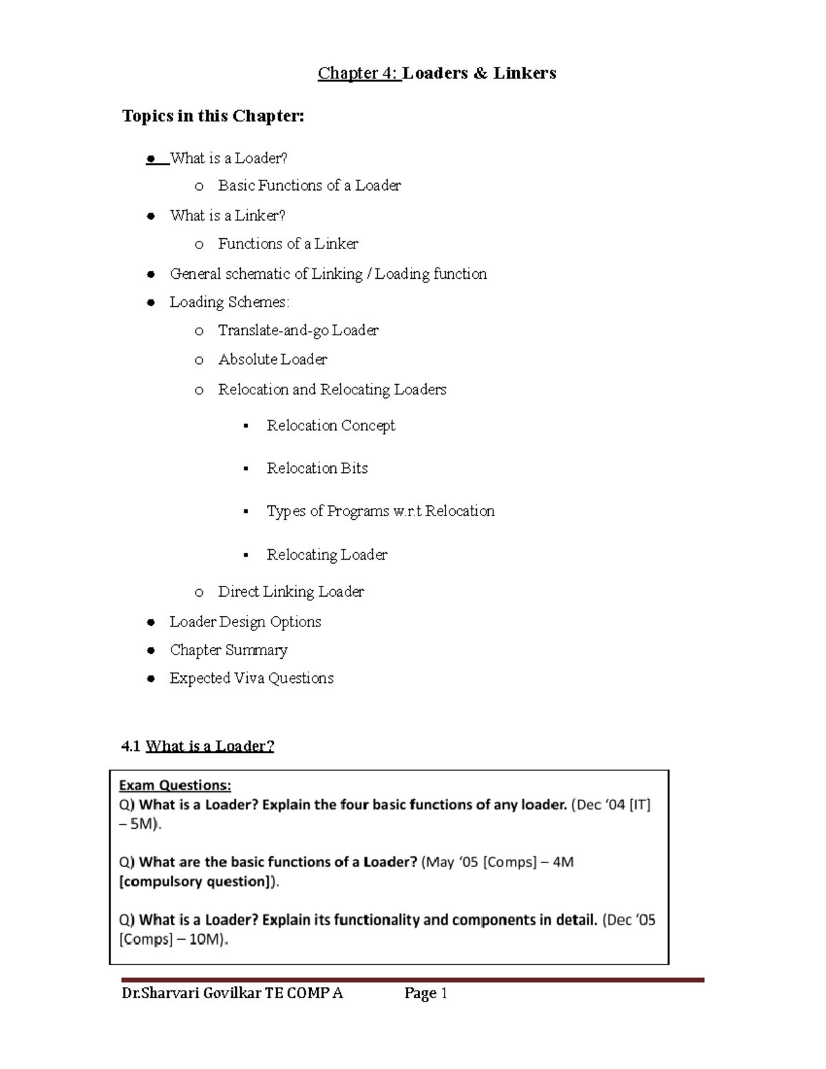 Chapter 4: Loaders & Linkers - System Software Overview (CS101) - Studocu