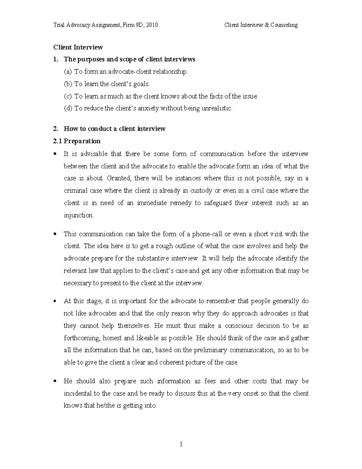 Client Interview Techniques and Best Practices for Advocates - Studocu