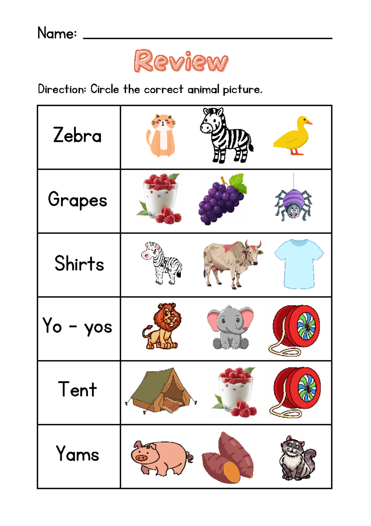 Review HK2: Animal Picture Matching Activity - Studocu