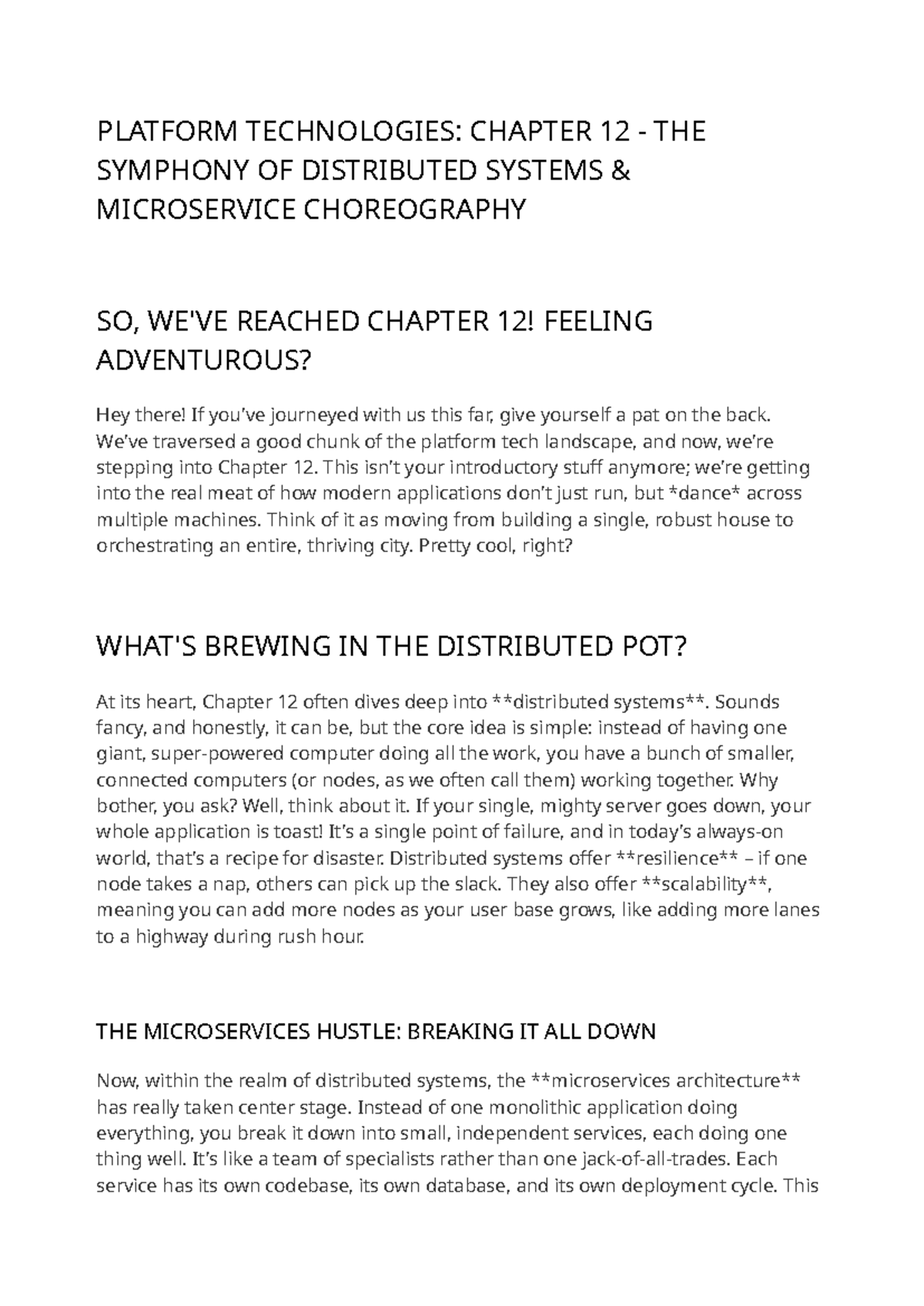 PLATFORM TECHNOLOGIES: CHAPTER 12 - DISTRIBUTED SYSTEMS & MICROSERVICES - Studocu