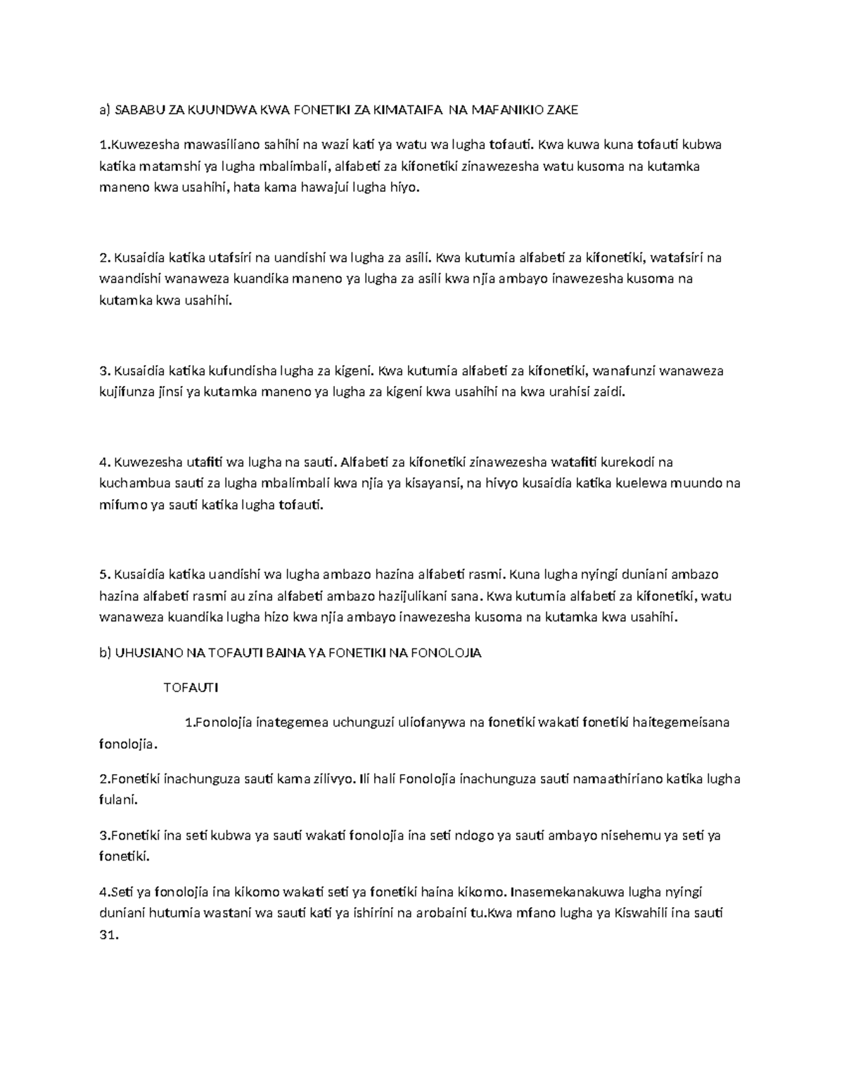 Kis 210 - Tafiti za Fonetiki na Fonolojia katika Lugha mbalimbali - Studocu