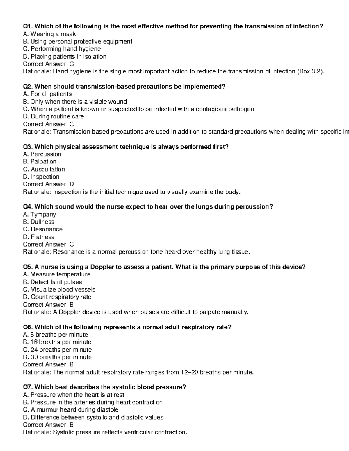 NCLEX Style Questions: Infection Control & Cultural Competence - Studocu
