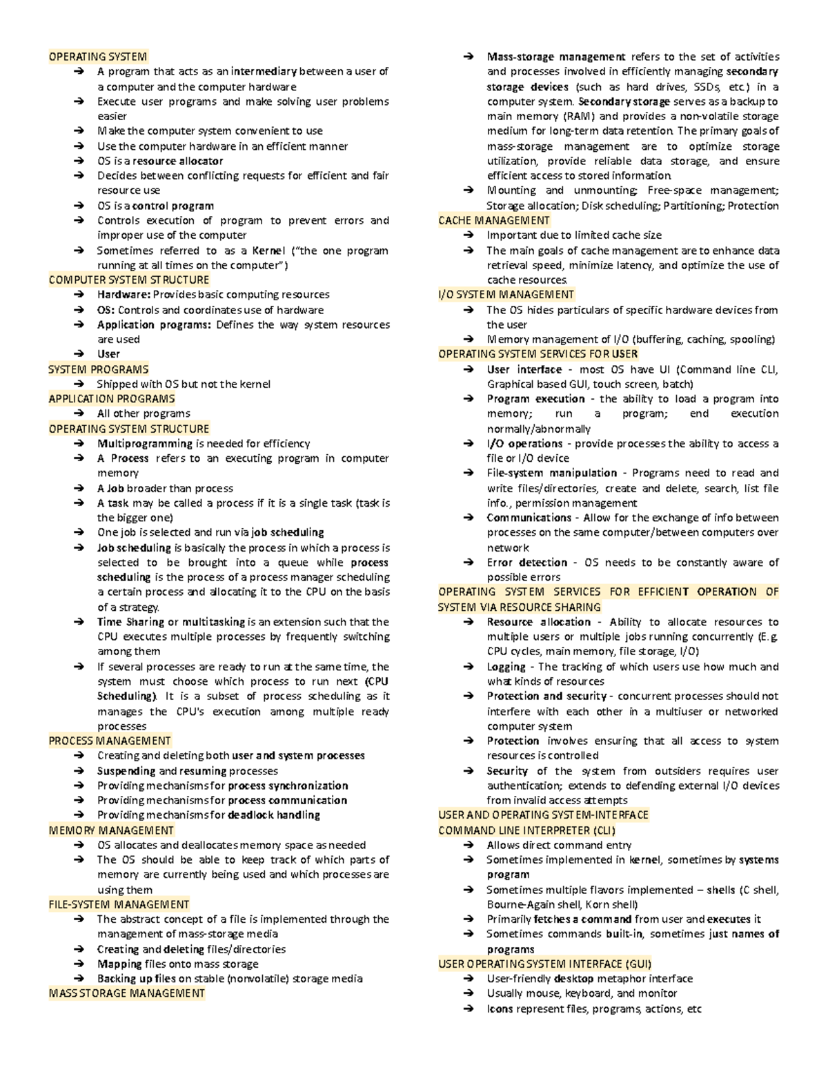 C Sopesy-Midterm-Notes: Understanding Operating System Concepts - Studocu