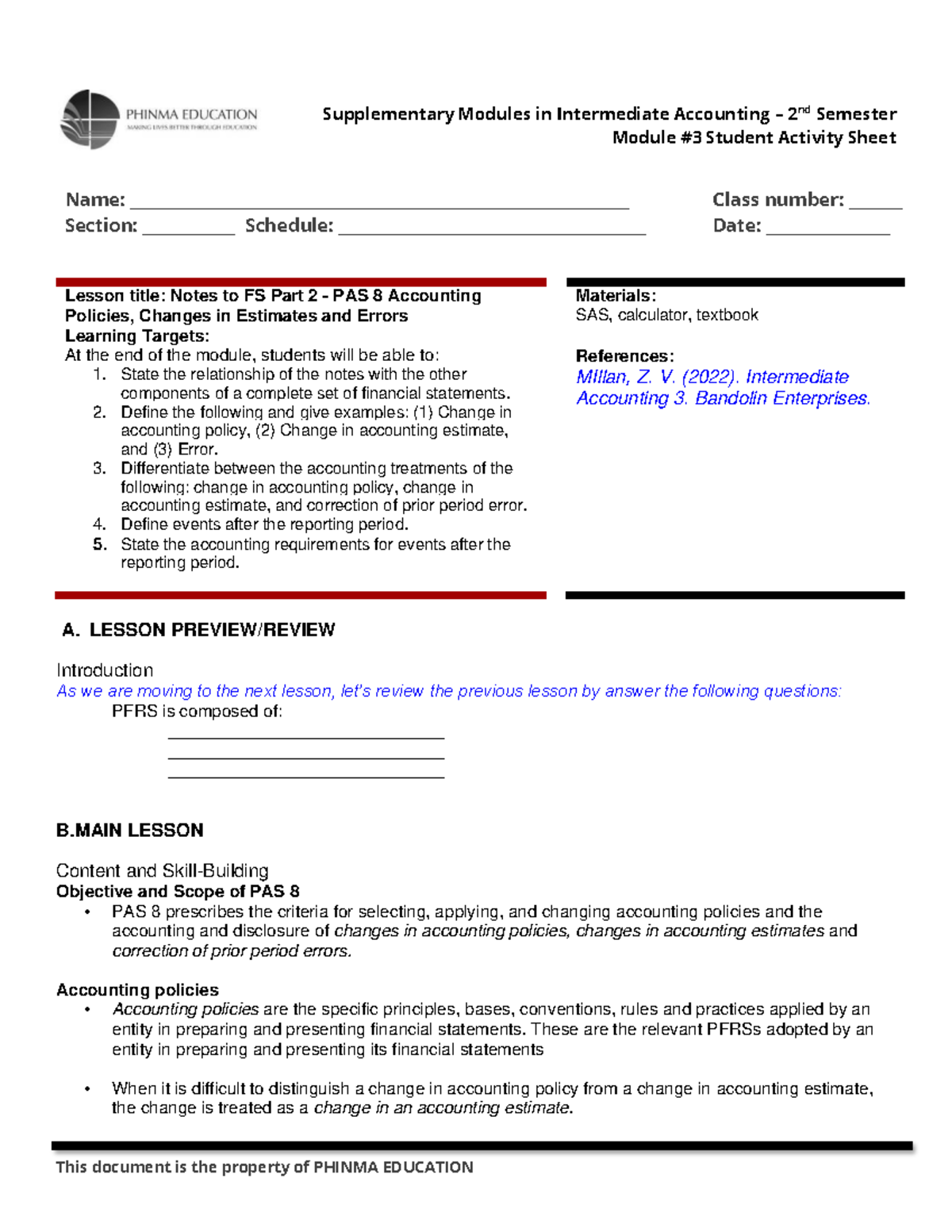 GEN 016 - Intermediate Accounting: Notes to FS Part 2 & PAS 8 - Studocu
