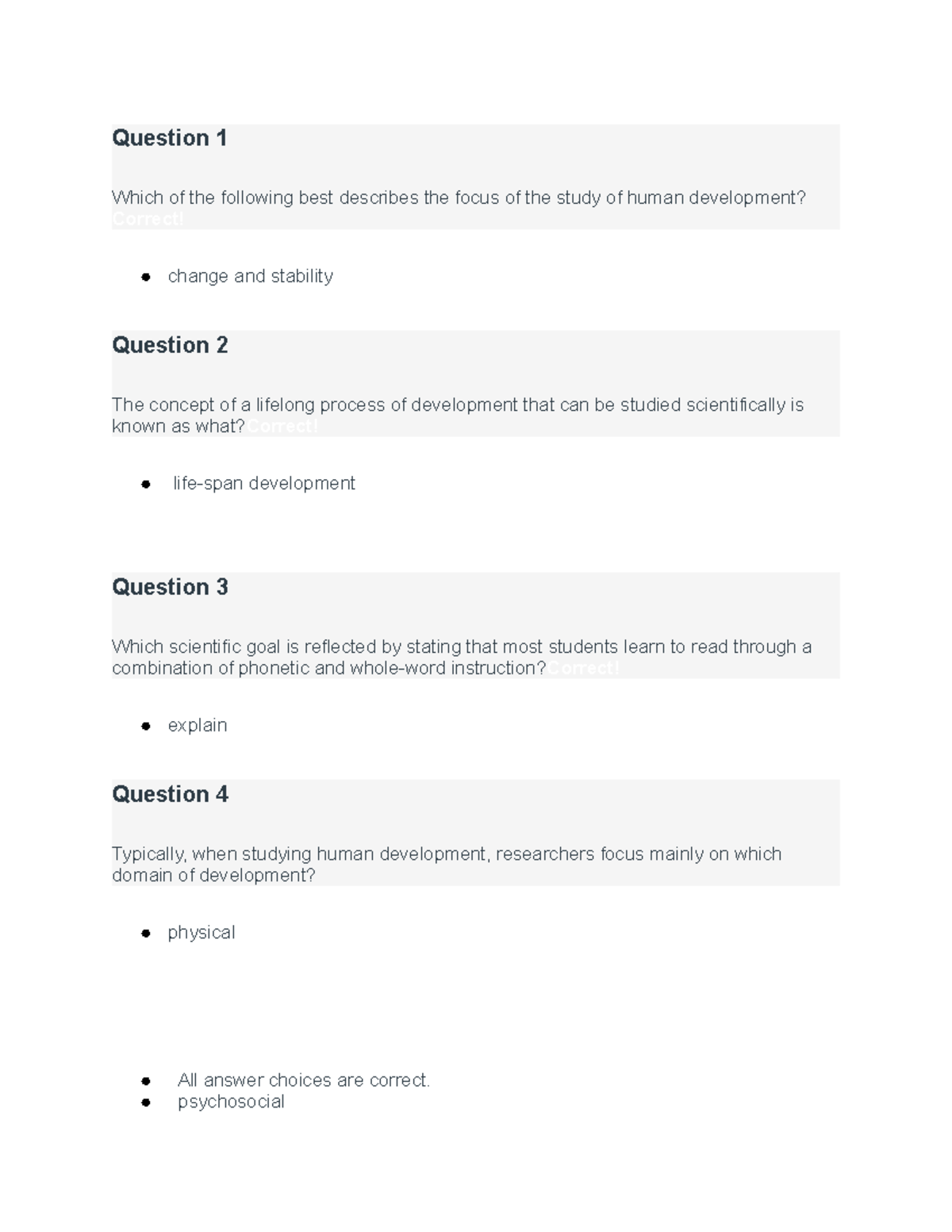 Lifespan Quiz CH 1 - Key Questions and Answers Overview - Studocu