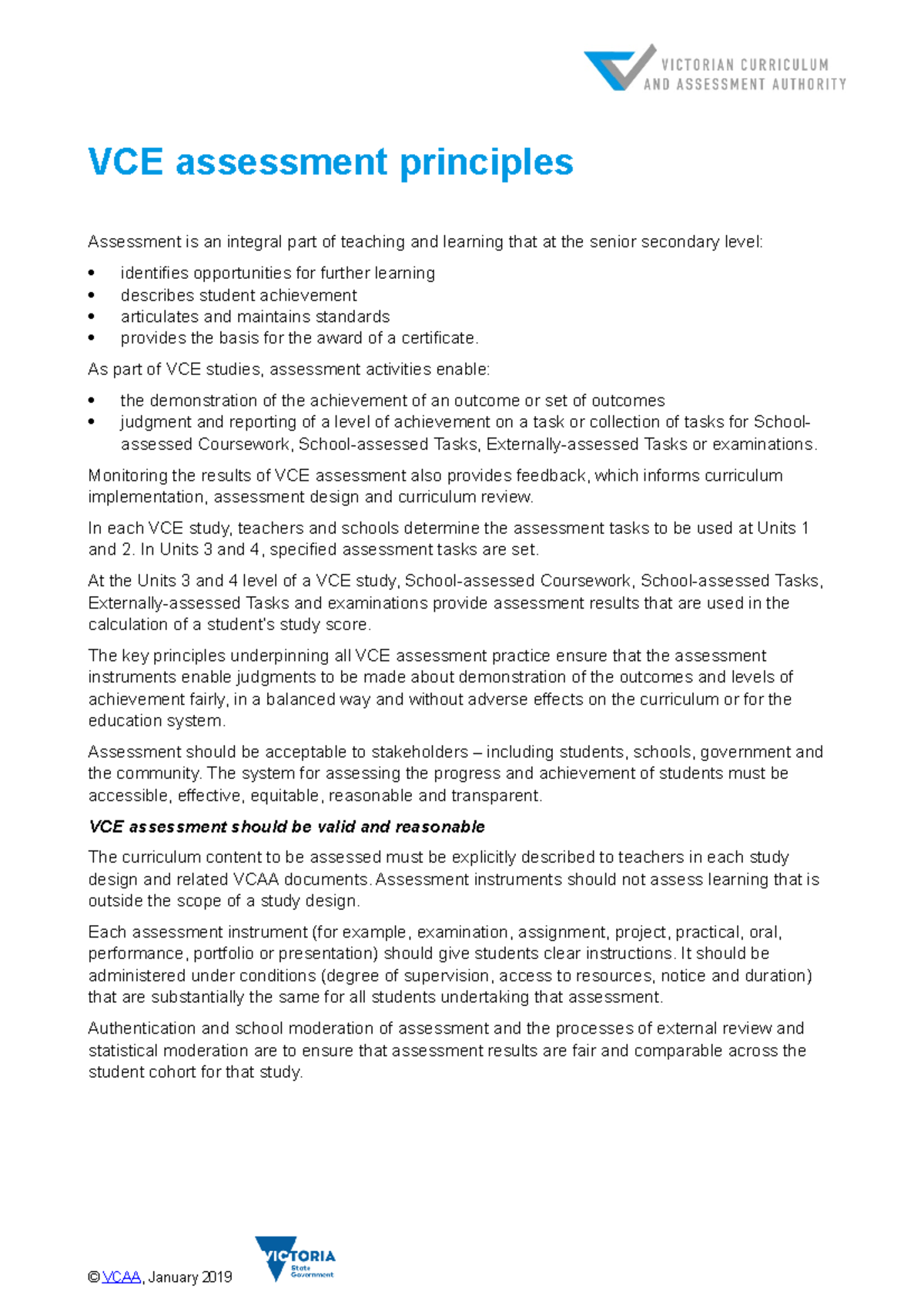 VCE Assessment Principles: Ensuring Fairness, Equity, and Validity ...