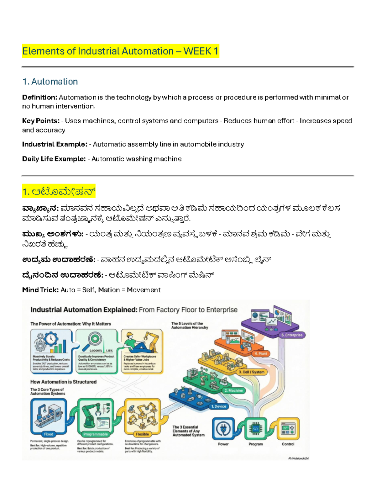 EIA WEEK 1 Notes: Introduction to Automation Basics - Studocu