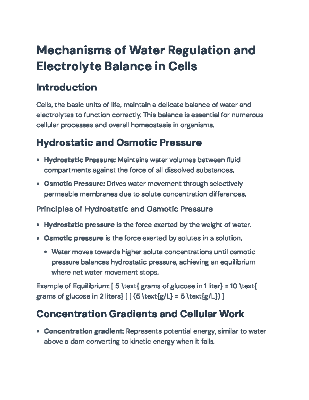 Mechanisms of Water Regulation & Electrolyte Balance in Cells ...
