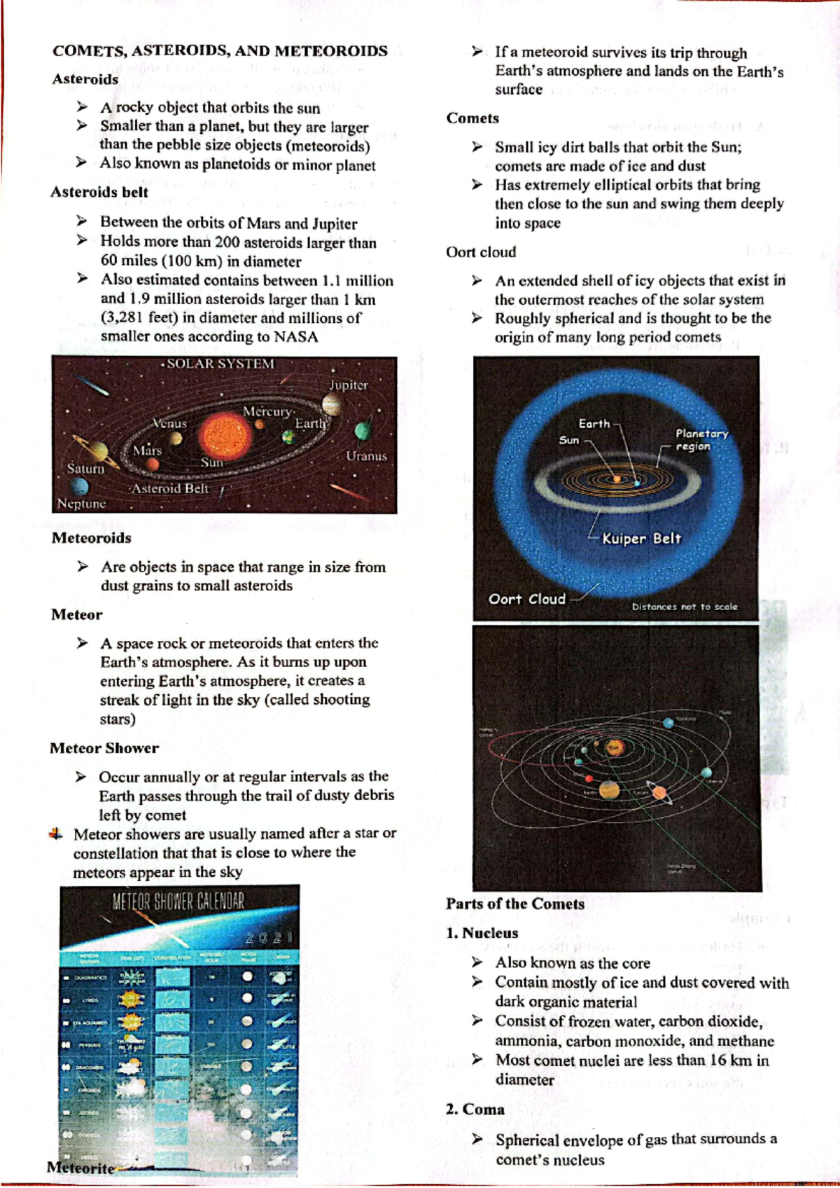 Astronomy Lecture Notes: Comets, Asteroids, and Meteoroids Overview ...