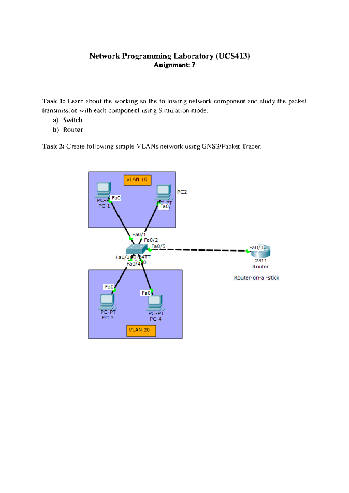 Lab Assignment UCS413: Creating & Configuring VLANs in GNS3 - Studocu