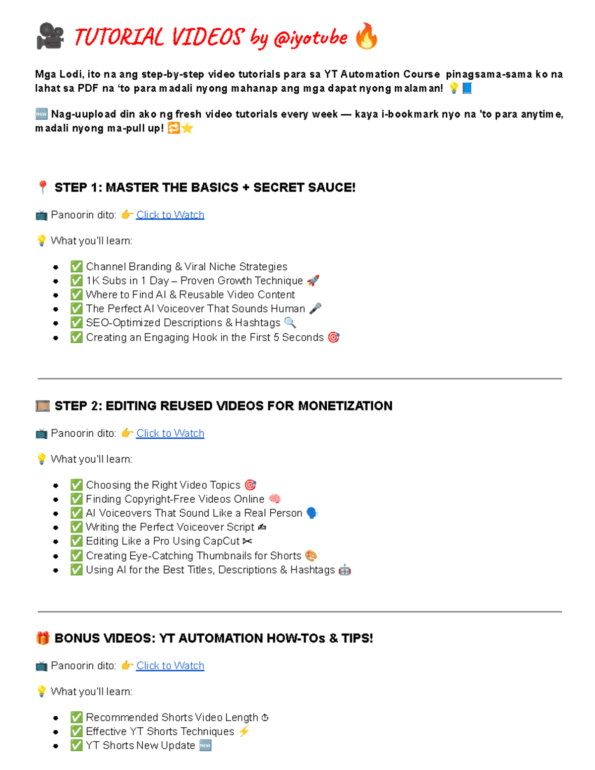 YT Automation Course: Video Tutorials & Tips for Success - Studocu
