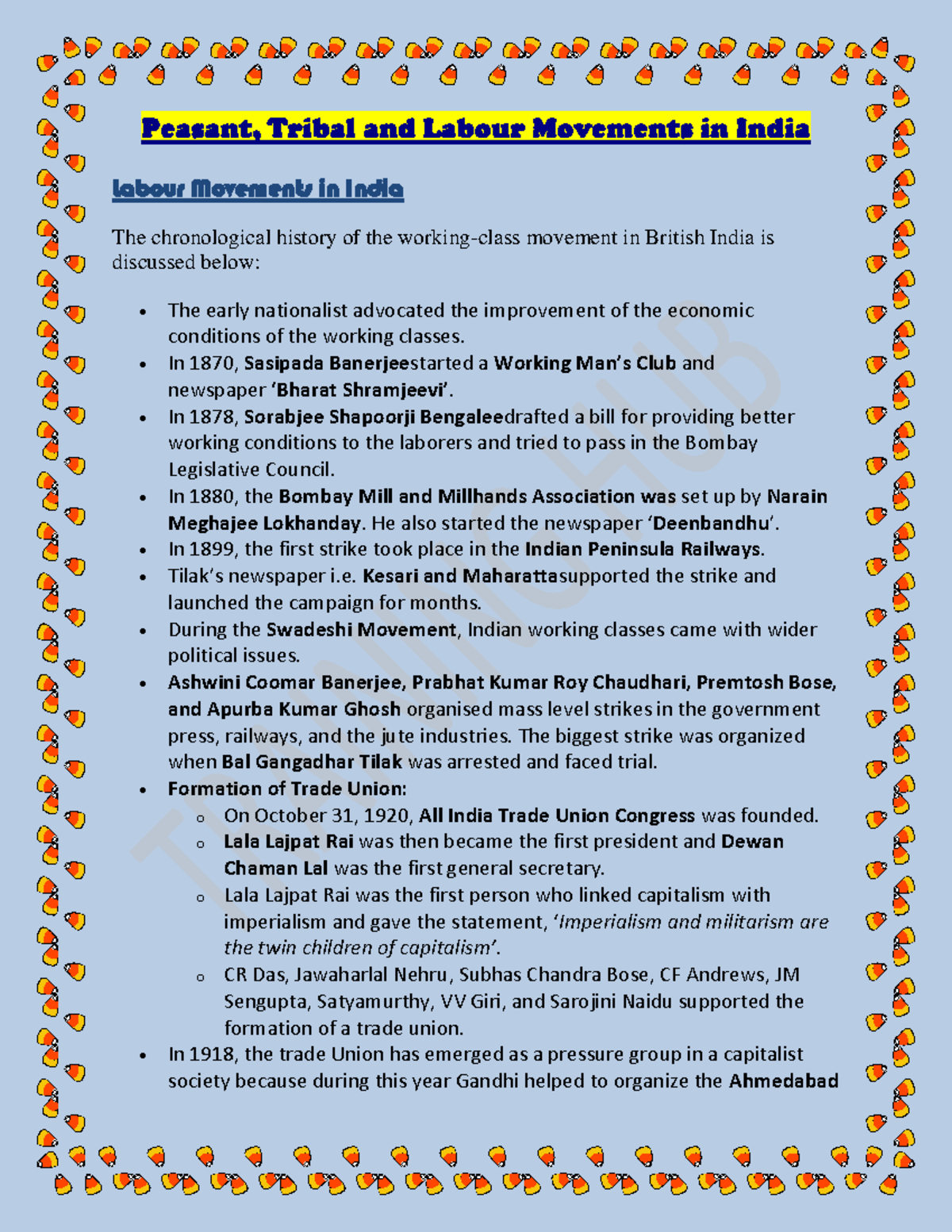 Peasant, Tribal and Labour Movements in India (Part 3): Labour ...