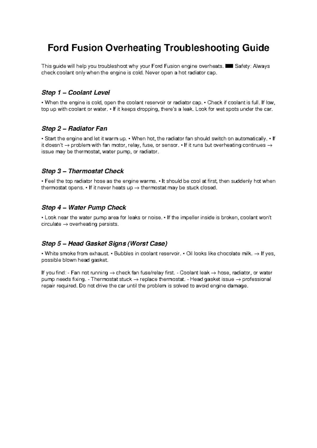 Ford Fusion Overheating Troubleshooting Guide: Key Steps & Tips - Studocu