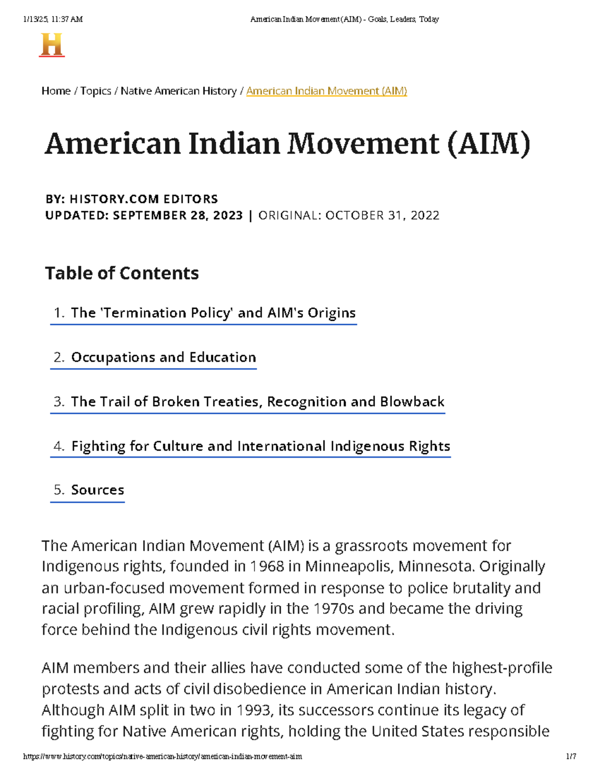 AIM 101: Goals, Leaders, and Legacy of the American Indian Movement ...