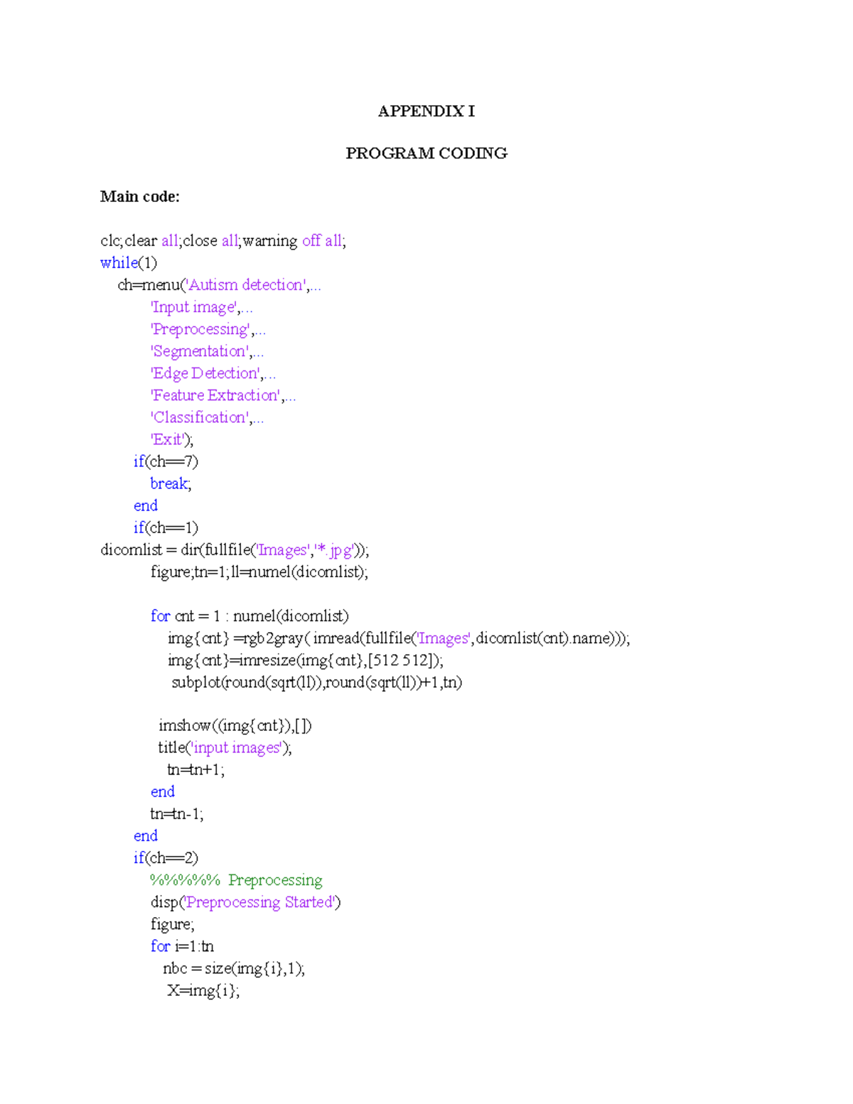 Autism Detection Program Code - APPENDIX I - Studocu