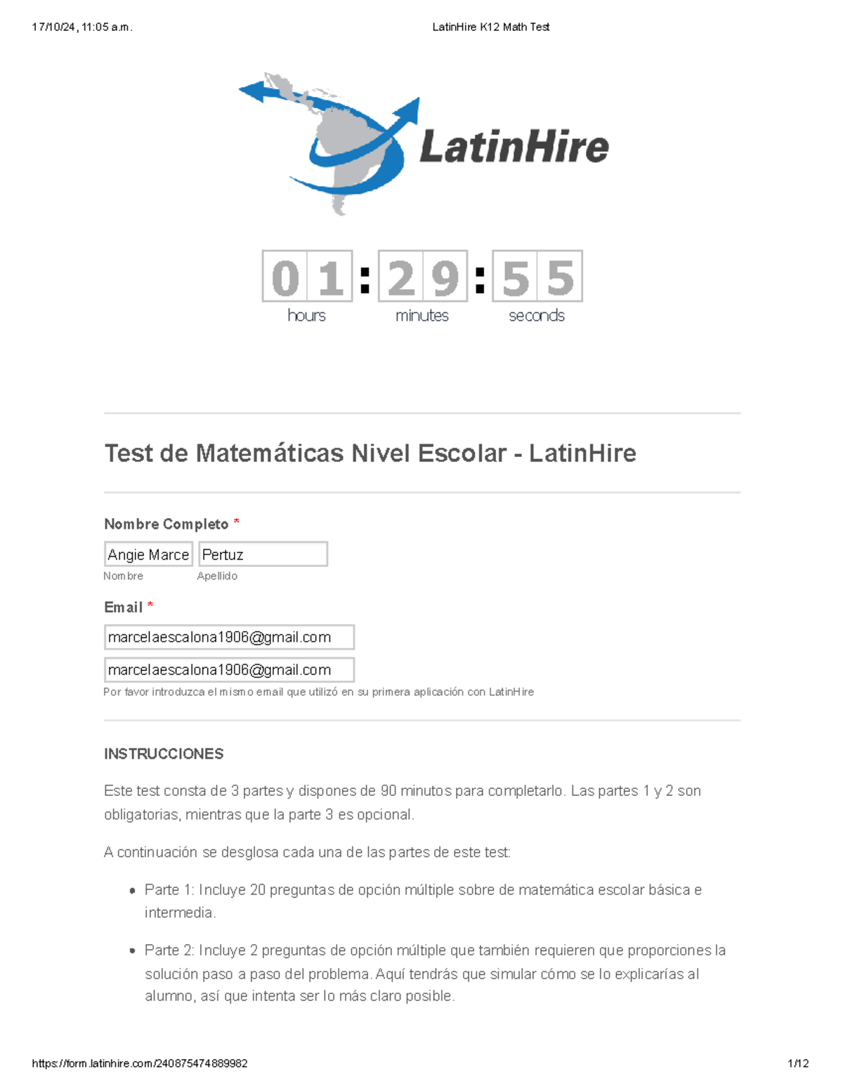 Latin Hire K12 Math Test: Comprehensive Structure and Instructions ...