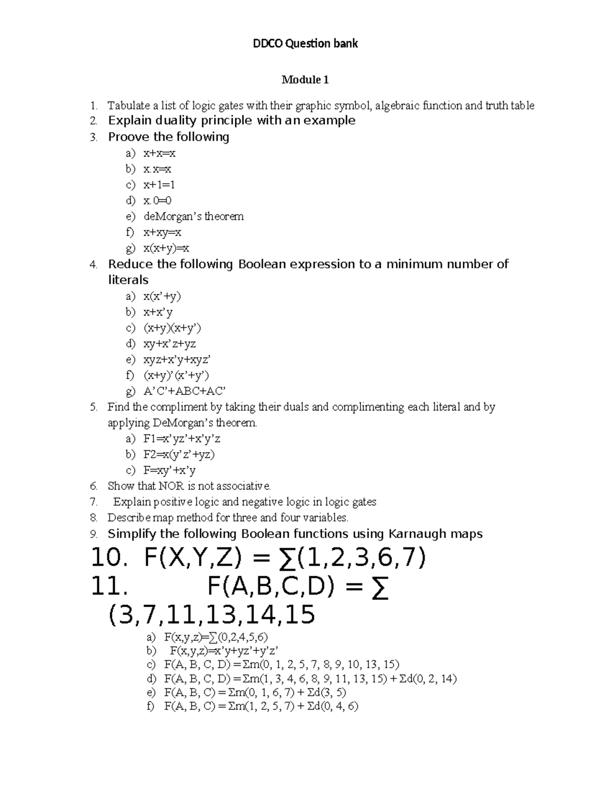 DDCO Assignment 1: Logic Gates, Boolean Functions & HDL Concepts - Studocu