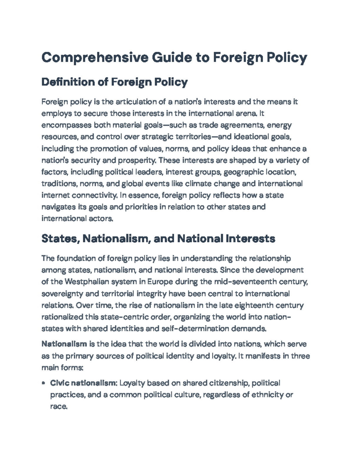 Comprehensive Overview of Foreign Policy: Theories, Processes, and ...