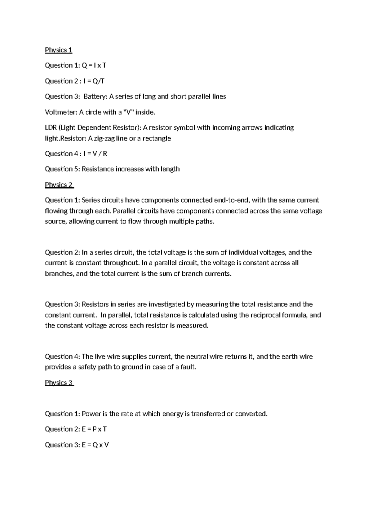 Physics 1-3 Study Notes: Key Concepts & Circuit Analysis - Studocu
