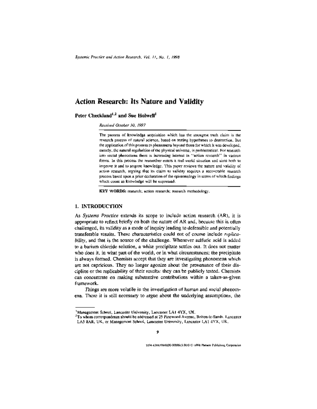 Action Research: Nature and Validity Analysis (SYS 101) - Studocu