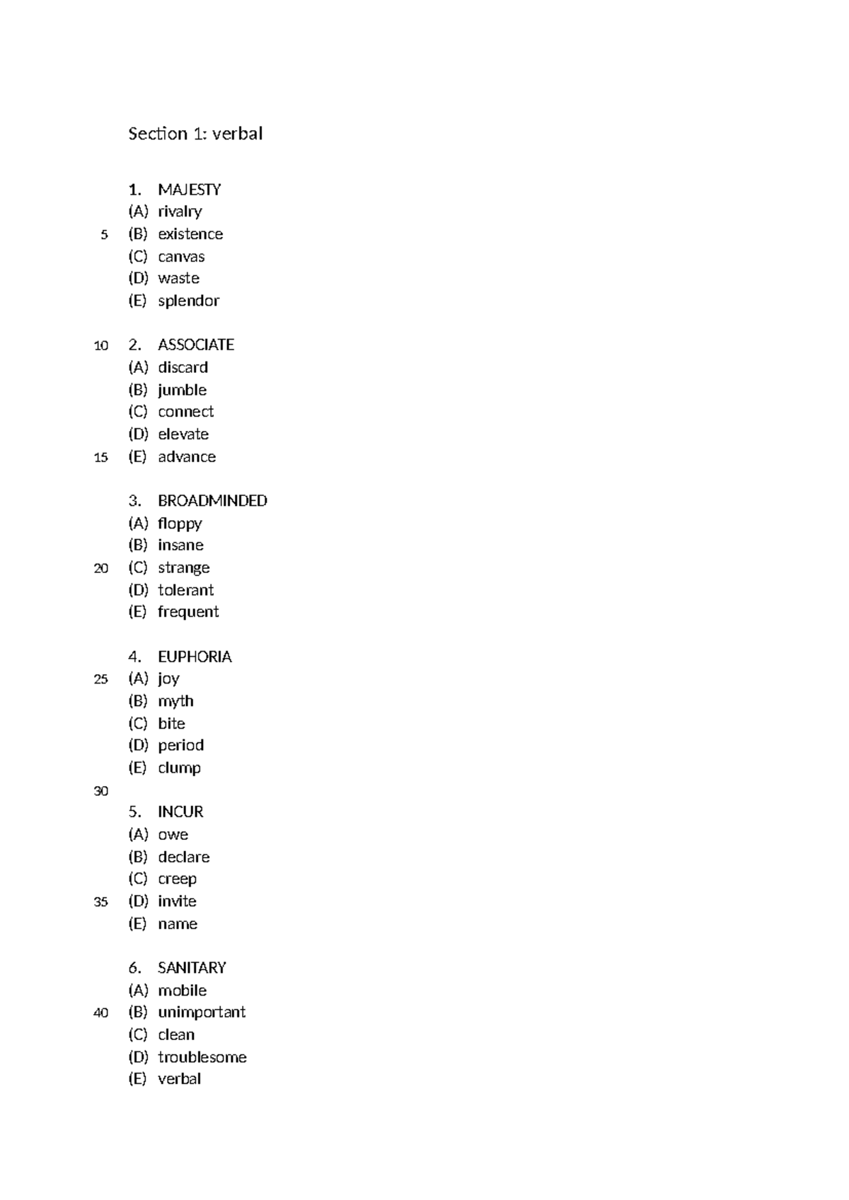 SSAT Practice Test 46: Verbal, Math, and Reading Sections - Studocu