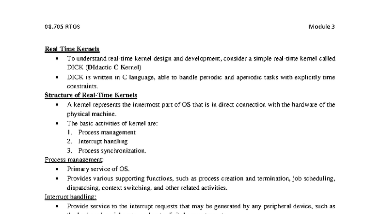 08.705 RTOS Module 3: DICK Kernel Structure, States, and Primitives ...