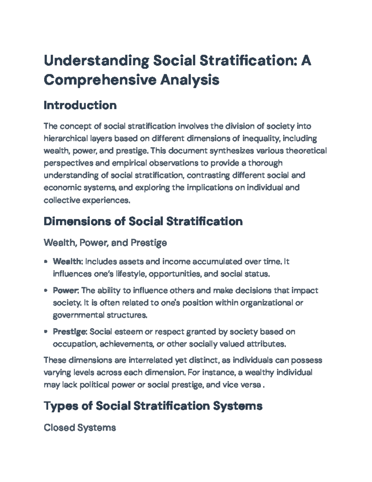 Understanding Social Stratification: Wealth, Power, and Prestige ...