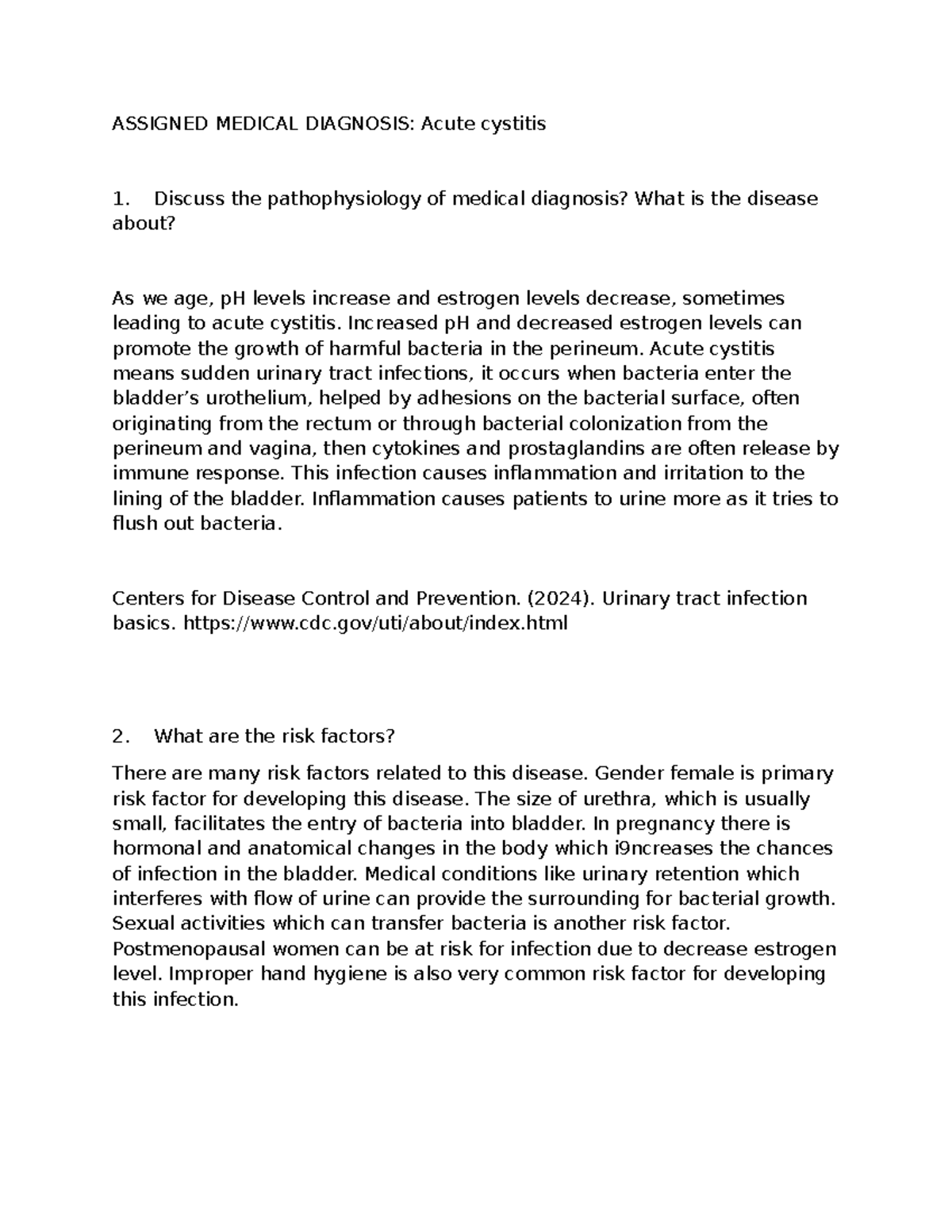 Acute Cystitis: Pathophysiology, Risk Factors, Prevention & Treatment ...