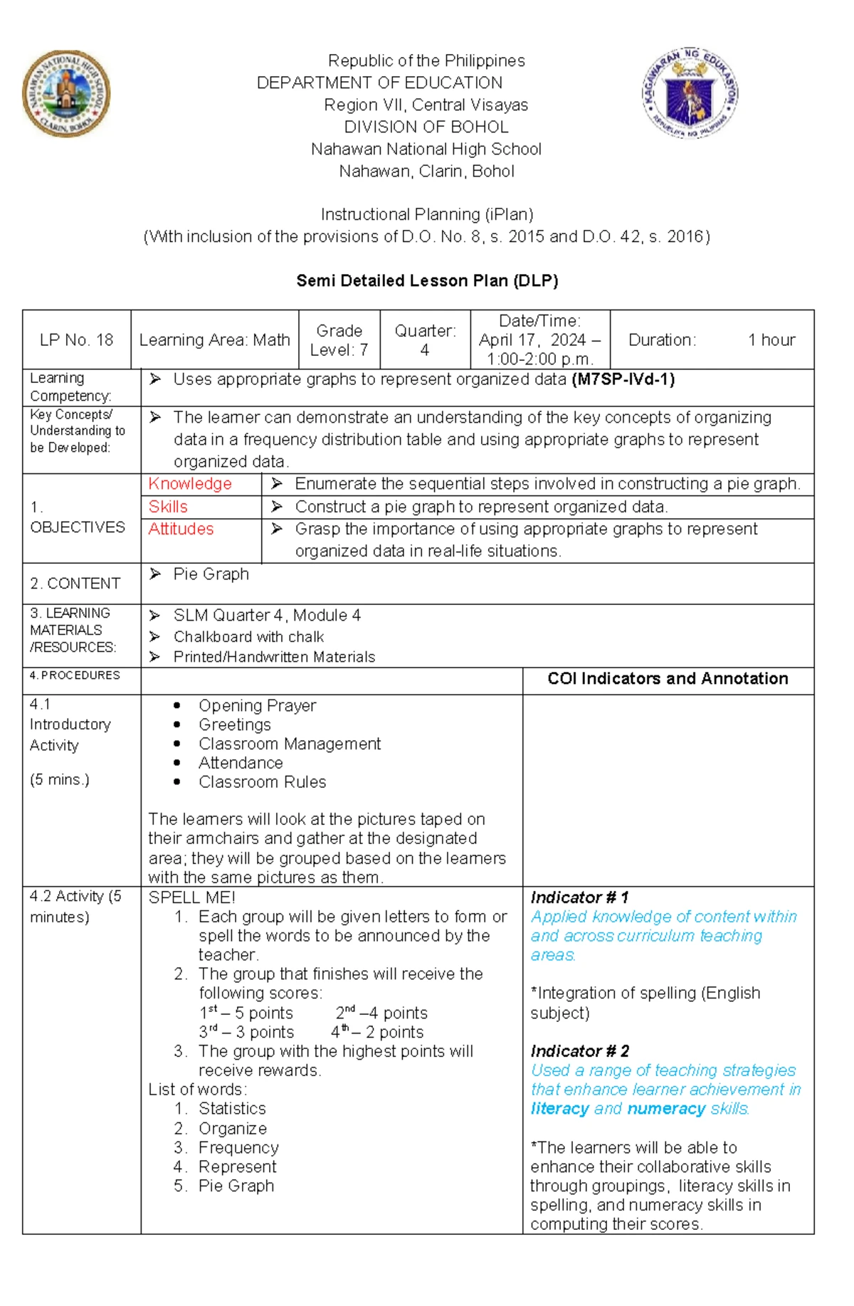 Grade 10 Math Lesson Plan: Problems Involving Quartiles (M10SP-IVc ...