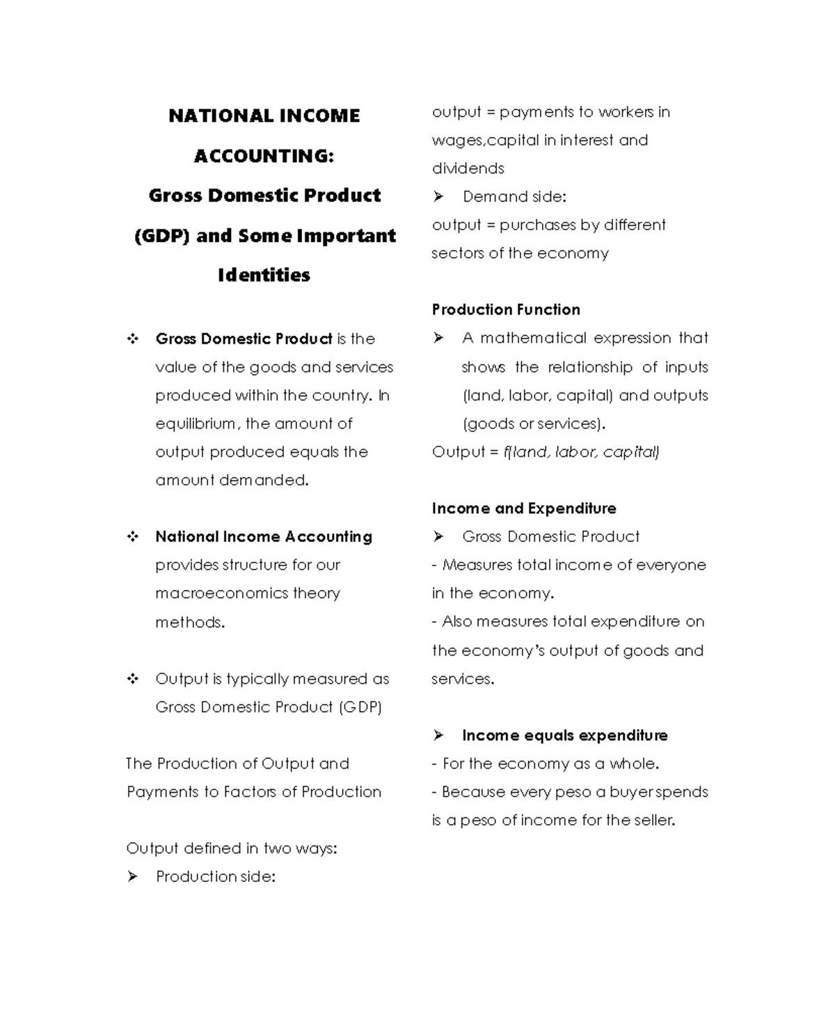 NATIONAL INCOME ACCOUNTING: GDP and Key Economic Identities (ECO101 ...