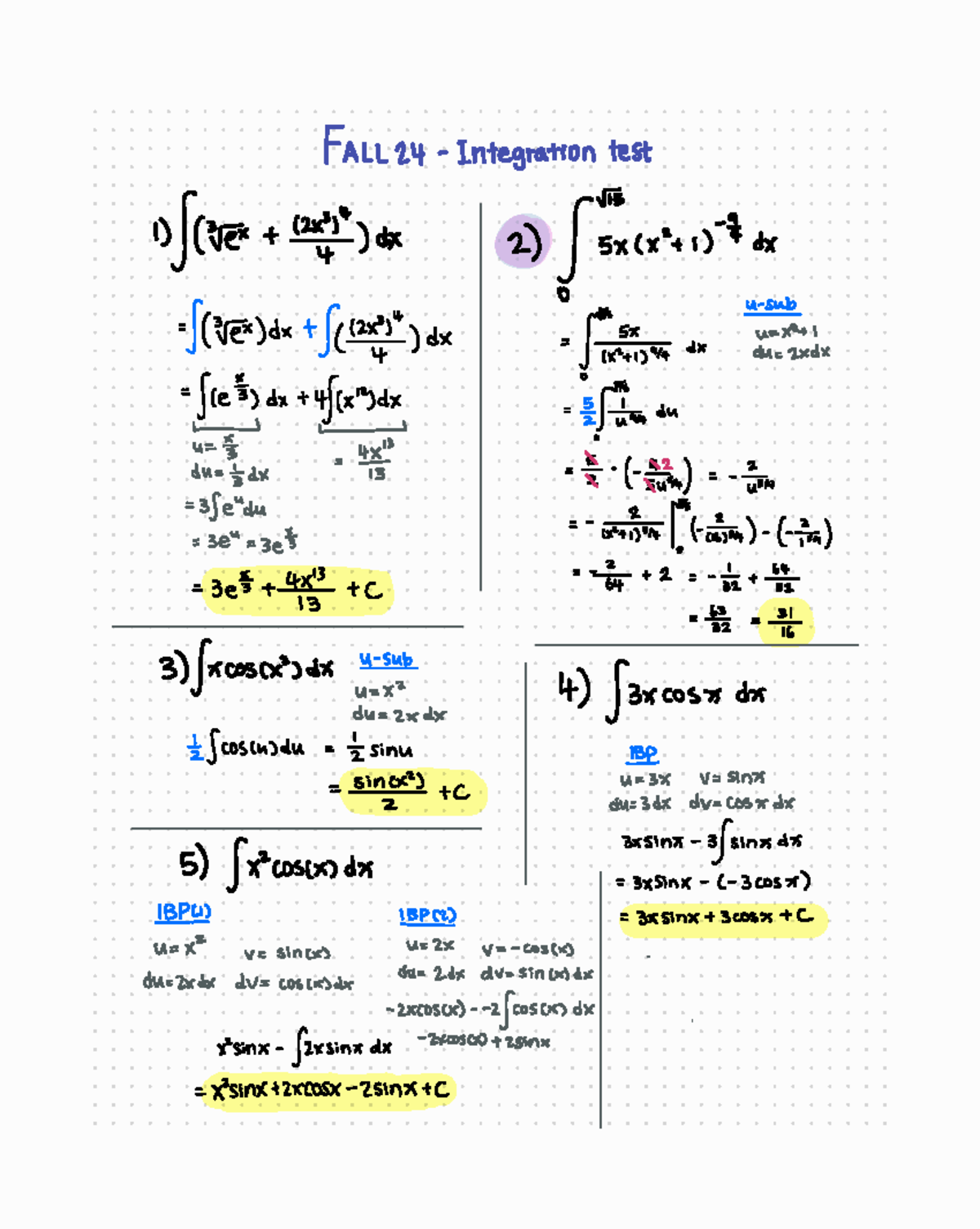 Integration Test Bank - Test Practice (MATH 101) - Studocu