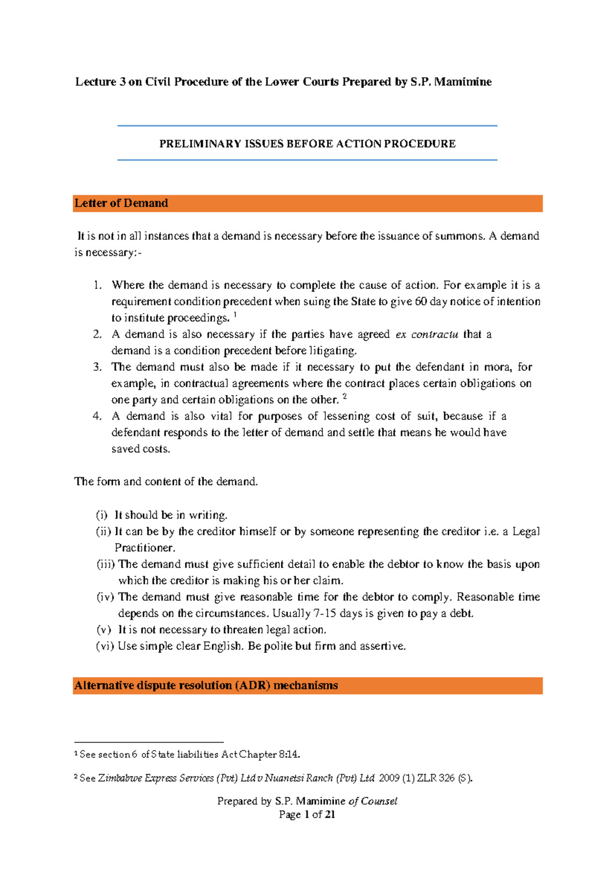 Lecture 3: Comprehensive Civil Procedure Notes (LAW 101) - Studocu
