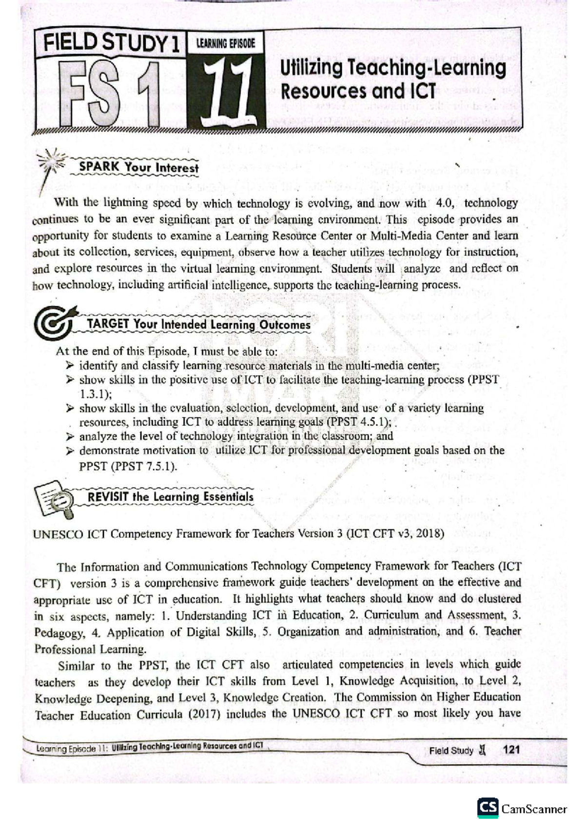 CS Field Study 1: Learning Episode 11 - Utilizing Resources & ICT - Studocu