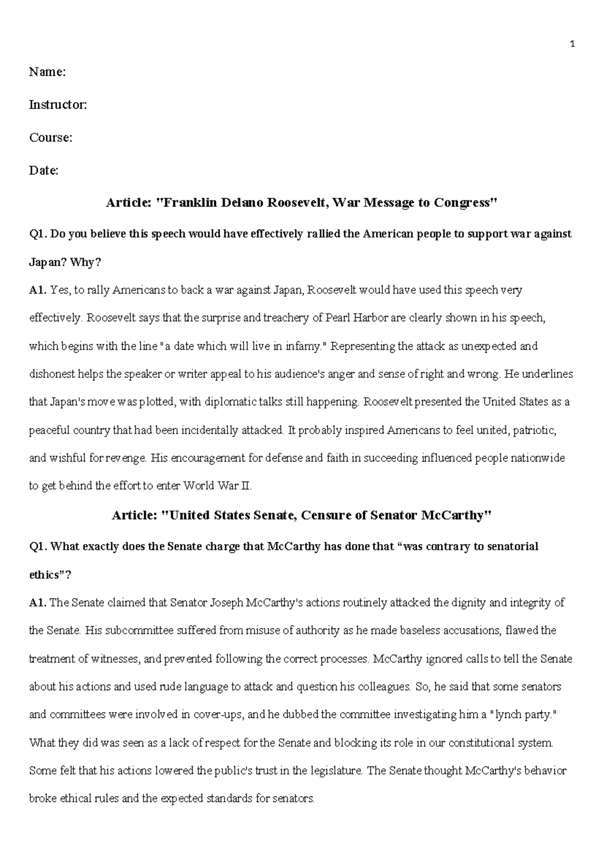 Primis Articles Assignment: Analyzing Key Historical Speeches - Studocu