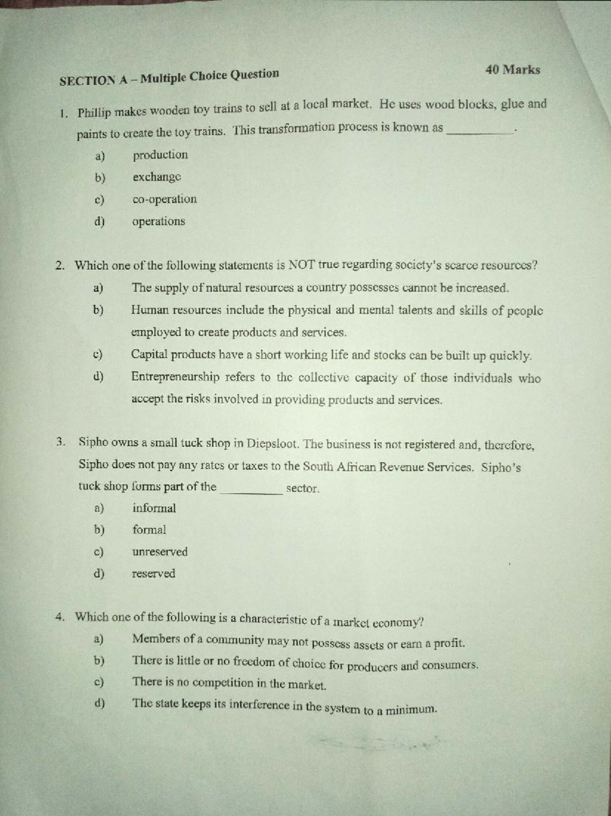 EB EOPWD Past Paper: Multiple Choice & Short Questions - Studocu