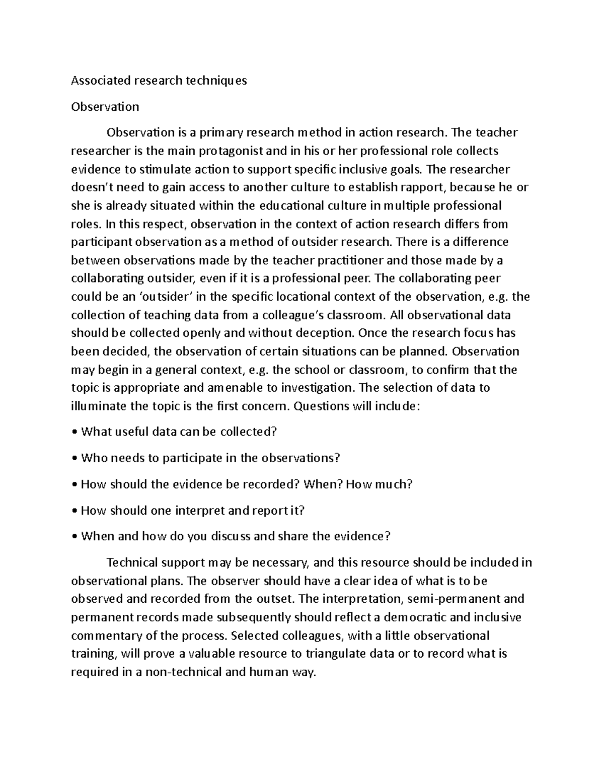 Associated research techniques - Associated research techniques ...